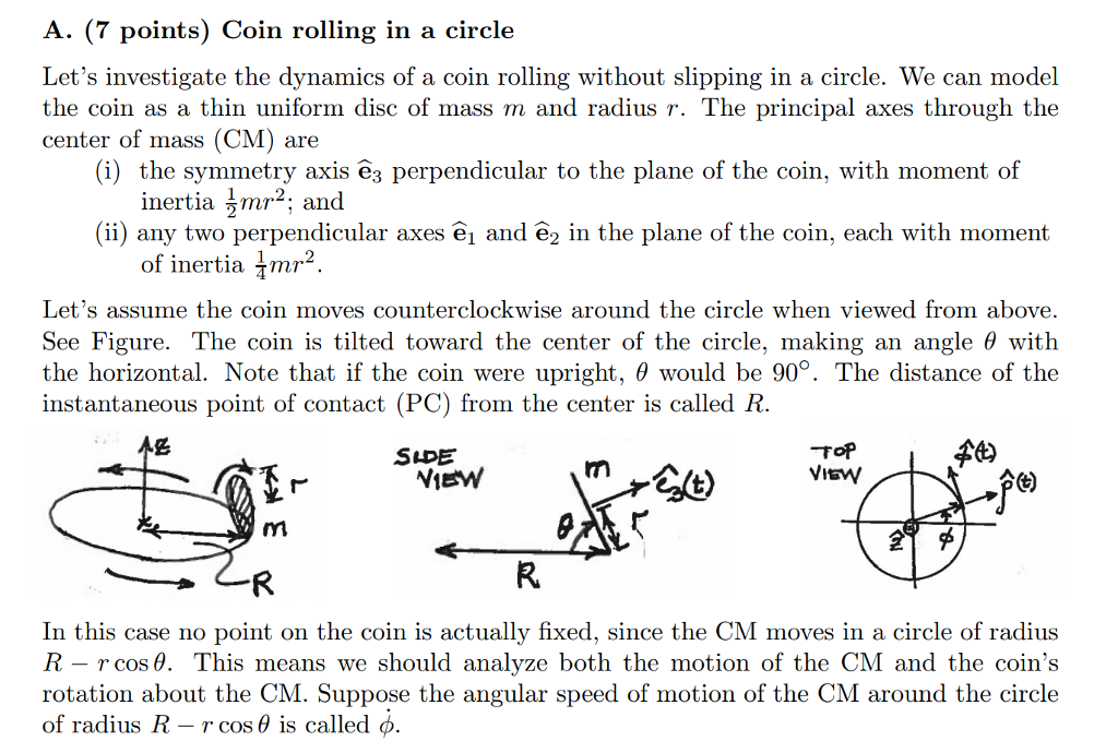 A. (7 points) Coin rolling in a circle Let's | Chegg.com