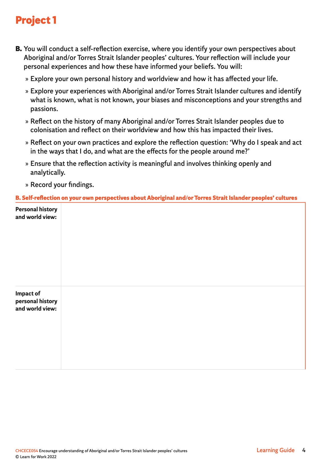 Solved B You Will Conduct A Self Reflection Exercise Where Chegg