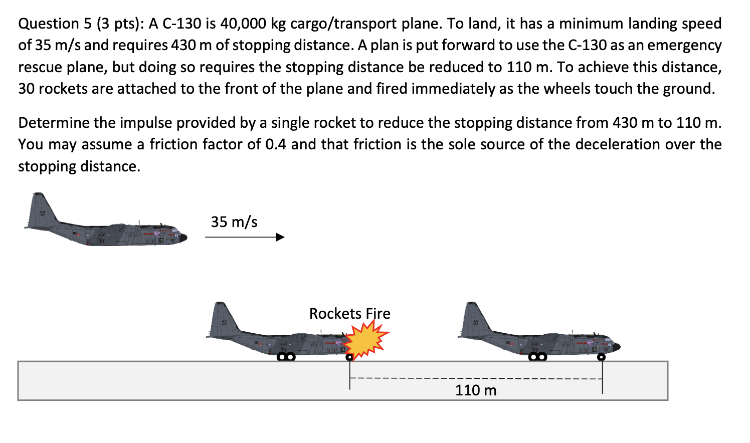 Solved Question 5 (3 pts): A C-130 is 40,000 kg | Chegg.com