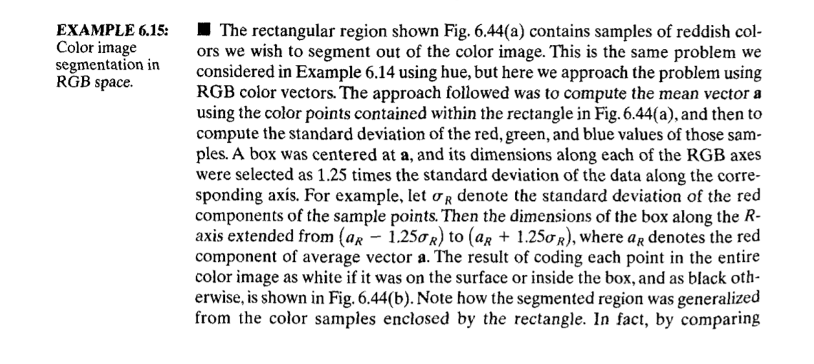 EXAMPLE 6.15: Color image segmentation in RGB | Chegg.com