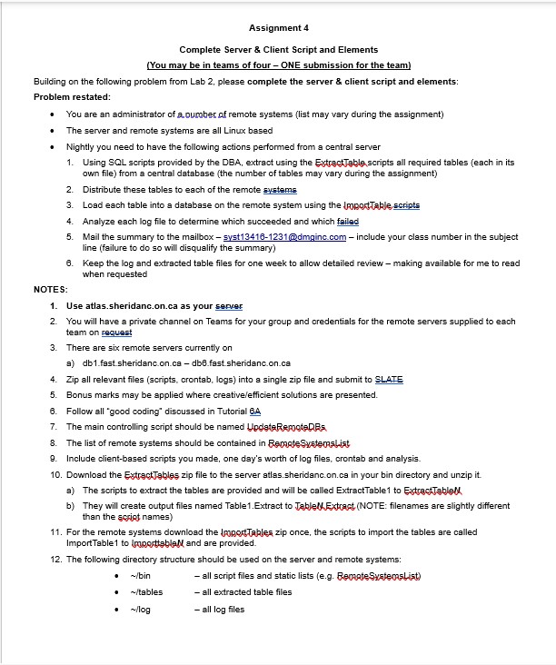Solved Assignment 4 Complete Server \& Client Script and | Chegg.com