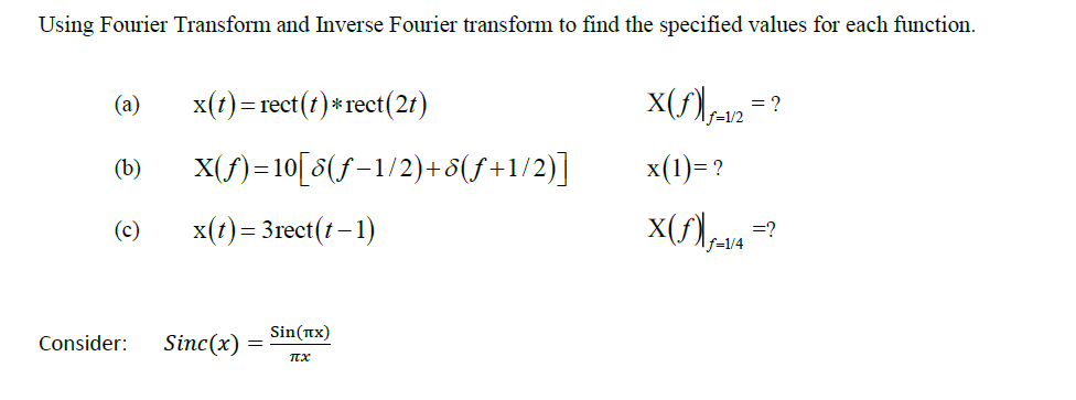 Solved Using Fourier Transform and Inverse Fourier transform | Chegg.com