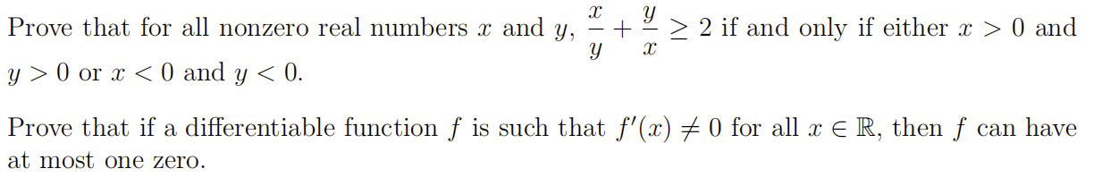 Solved Prove that for all nonzero real numbers x and | Chegg.com