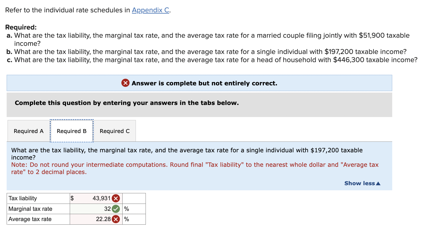 Solved Refer to the individual rate schedules in Appendix C. | Chegg.com