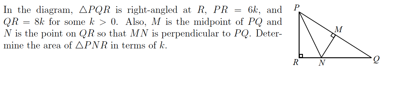 Solved 6k, and = In the diagram, PQR is right-angled at R, | Chegg.com