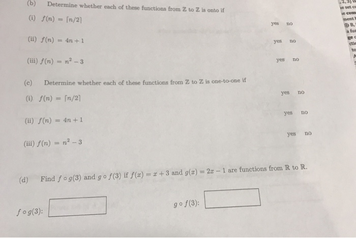 Solved Determine Whether Each Of These Functions From Z To Z