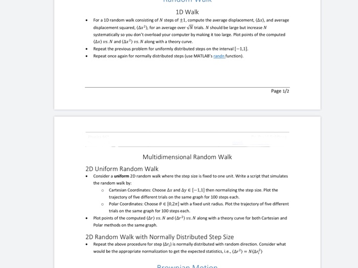 1D Walk For a 1D random walk consisting of N steps of | Chegg.com