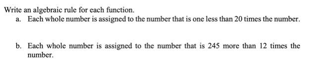 Solved Write an algebraic rule for each function. a. Each | Chegg.com