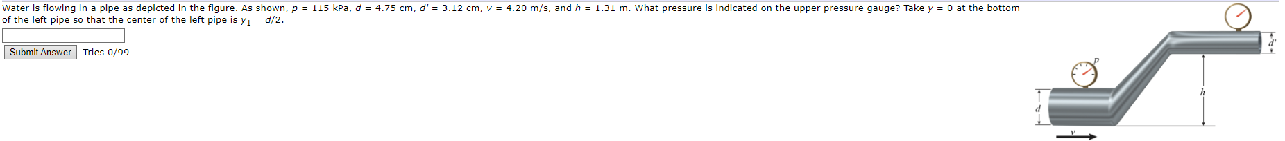 Solved of the left pipe so that the center of the left pipe | Chegg.com
