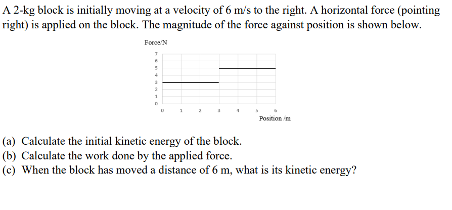 Solved A 2 -kg block is initially moving at a velocity of 6 | Chegg.com