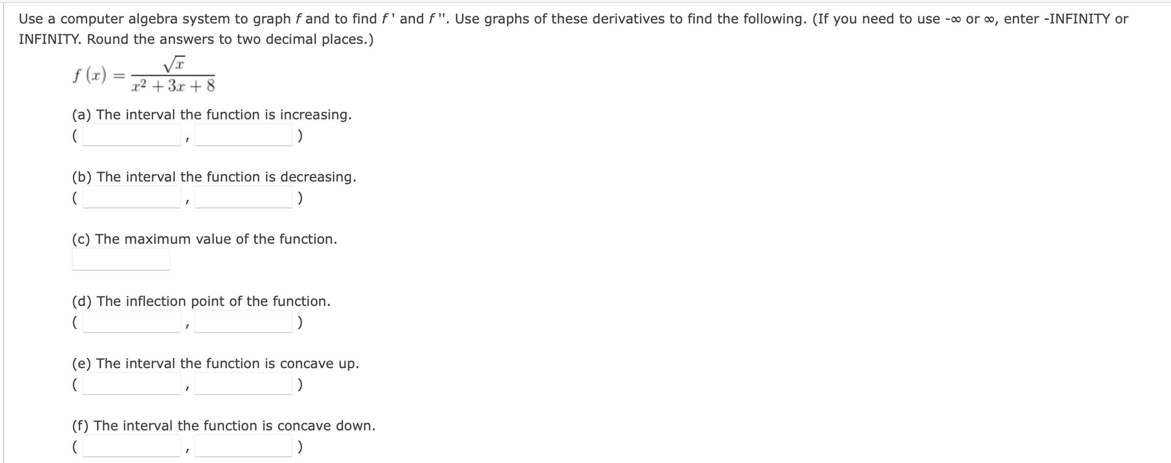 Solved Use a computer algebra system to graph f and to find | Chegg.com