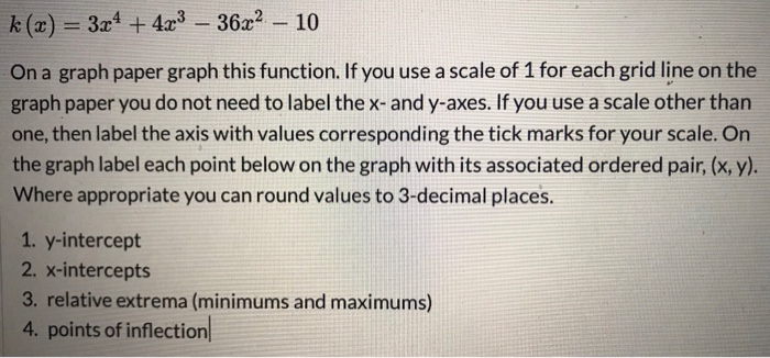 Solved - 362 10 3x4 +4a3 k(x) On a graph paper graph this | Chegg.com