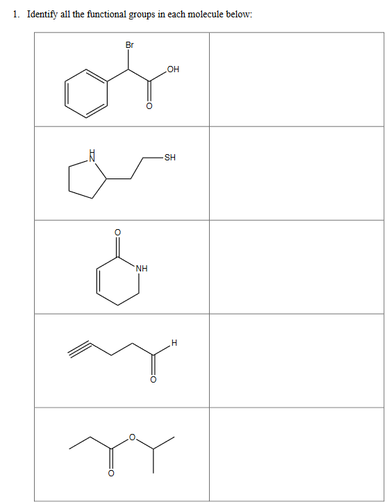 Solved 1. Identify all the functional groups in each | Chegg.com