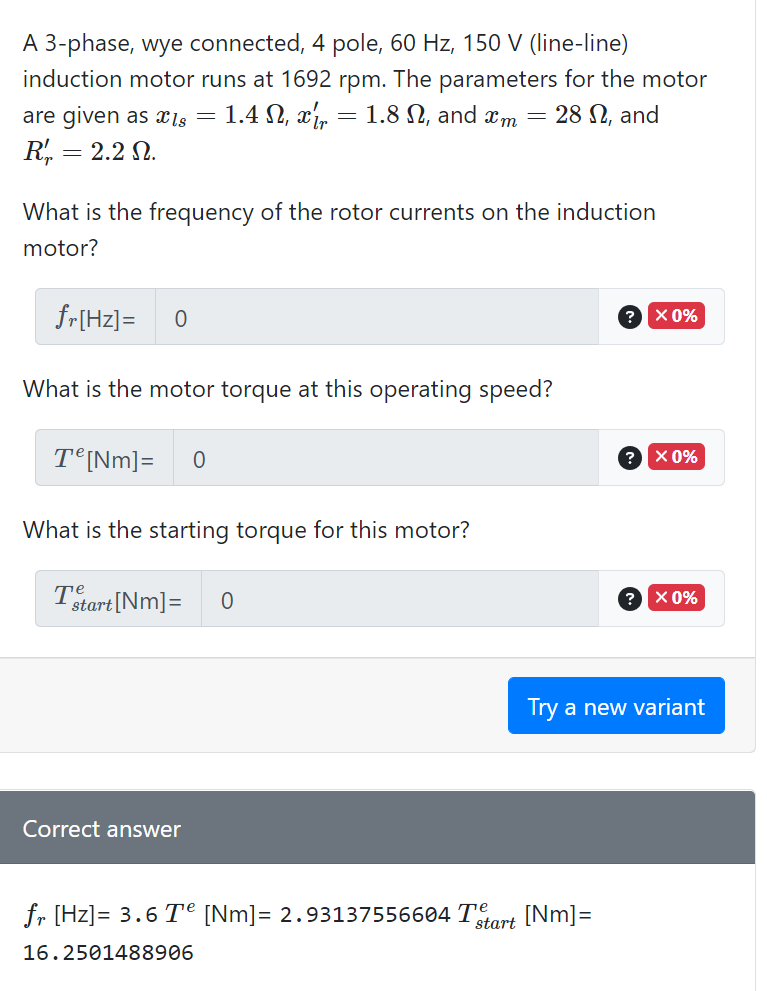 Solved A 3-phase, wye connected, 4 pole, 60 Hz,150 V | Chegg.com