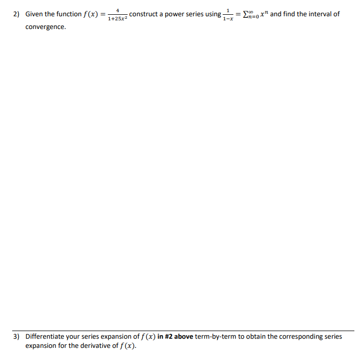 Solved Part A: Given the function f(x)=(4)/(1+25x^(2)) | Chegg.com