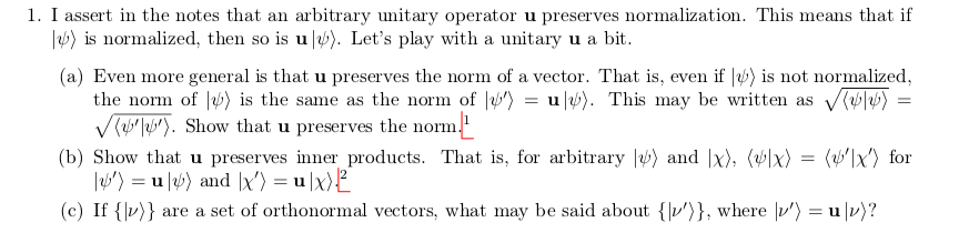 Solved 1. I assert in the notes that an arbitrary unitary | Chegg.com