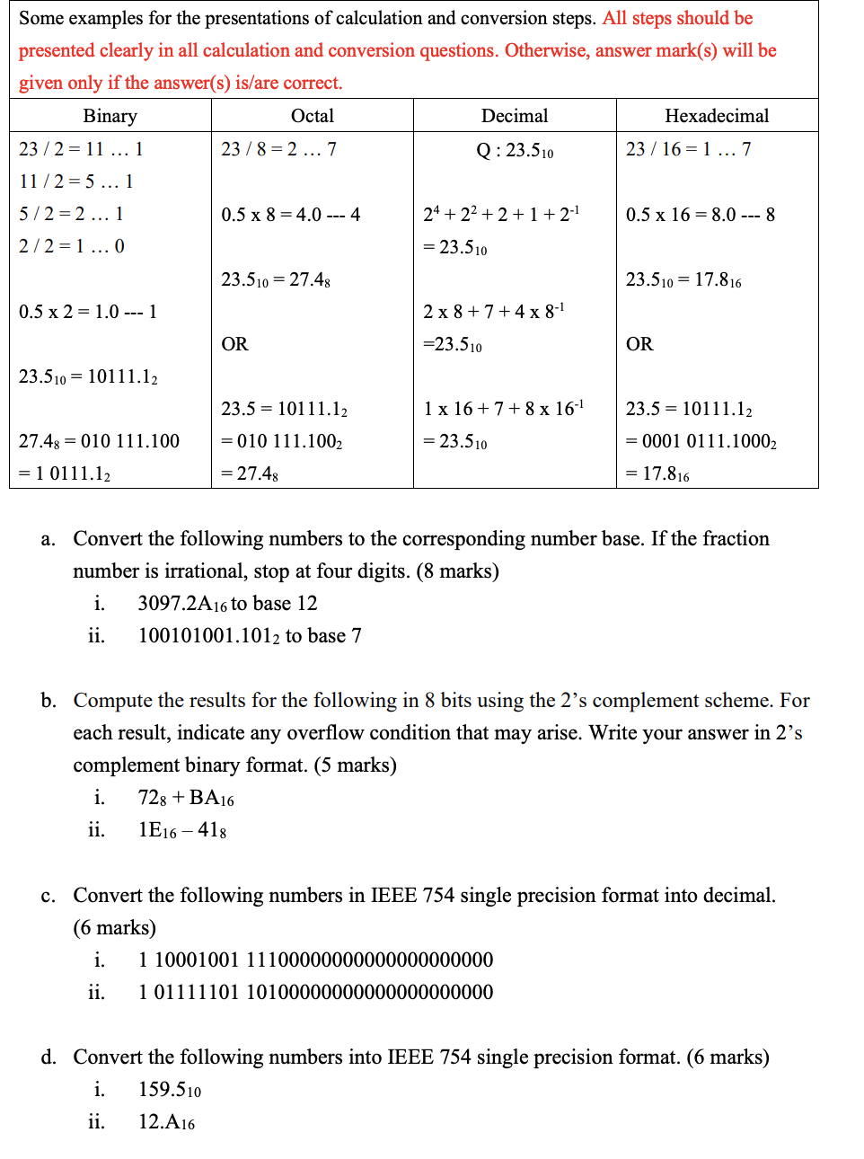 Solved Some examples for the presentations of calculation | Chegg.com