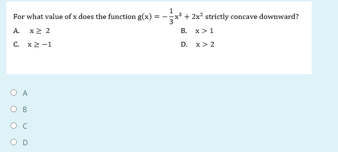 Solved For what value of x does the function g(x)=−31x3+2x2 | Chegg.com