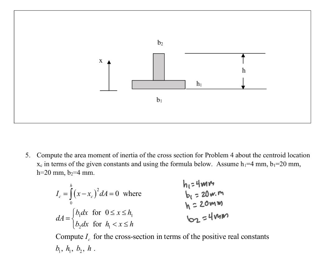 Solved b2 X h h bi 5. Compute the area moment of inertia of | Chegg.com