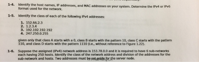 Solved 1-4. Identify the host names, IP addresses, and MAC | Chegg.com