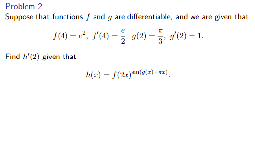 Solved Problem 2 Suppose that functions f and g are | Chegg.com