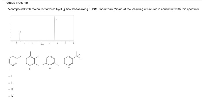 Solved A Compound With Molecular Formula C 9h 12 Has The