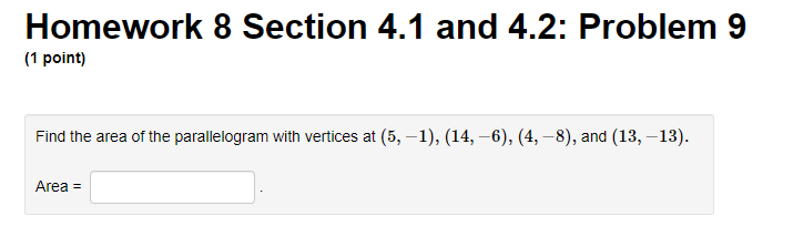 Solved Homework 8 Section 4.1 and 4.2: Problem 9 (1 point) | Chegg.com