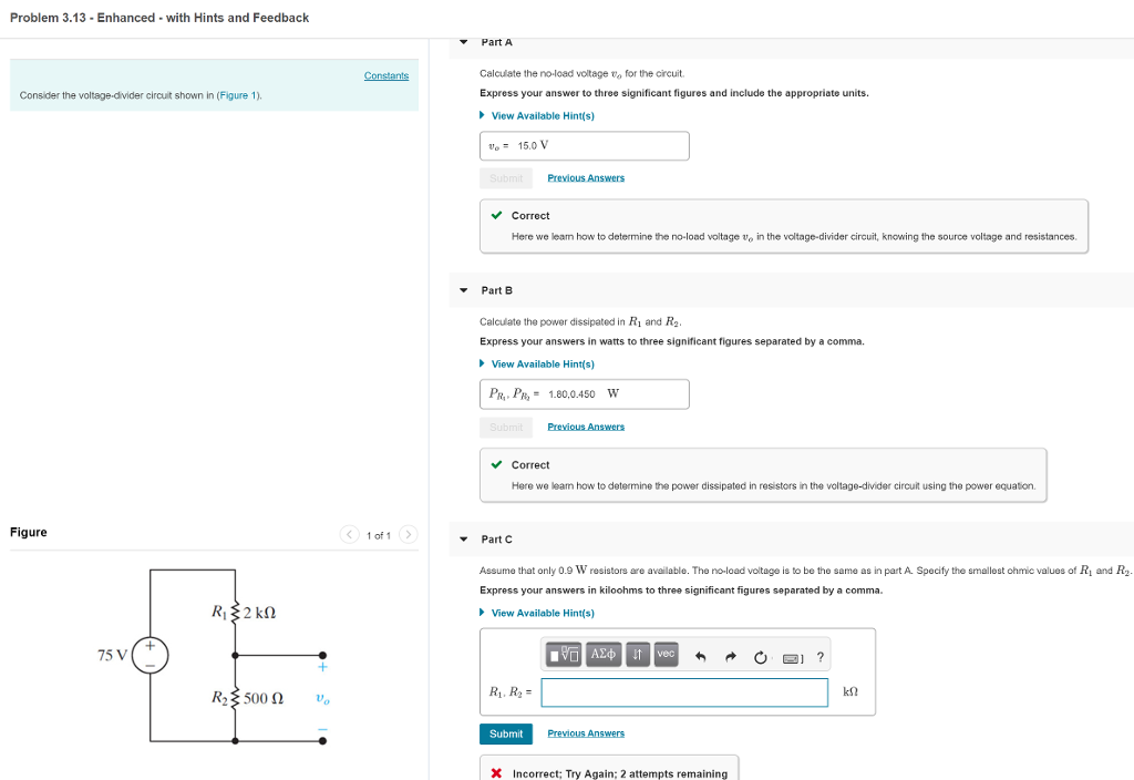 Solved Problem 3.13- Enhanced with Hints and Feedback Pat A | Chegg.com