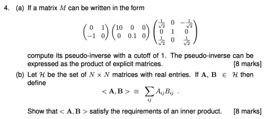 4. (a) If a matrix M can be written in the form 0 1 / | Chegg.com