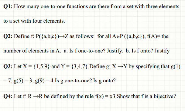Solved Q1: How many one-to-one functions are there from a | Chegg.com