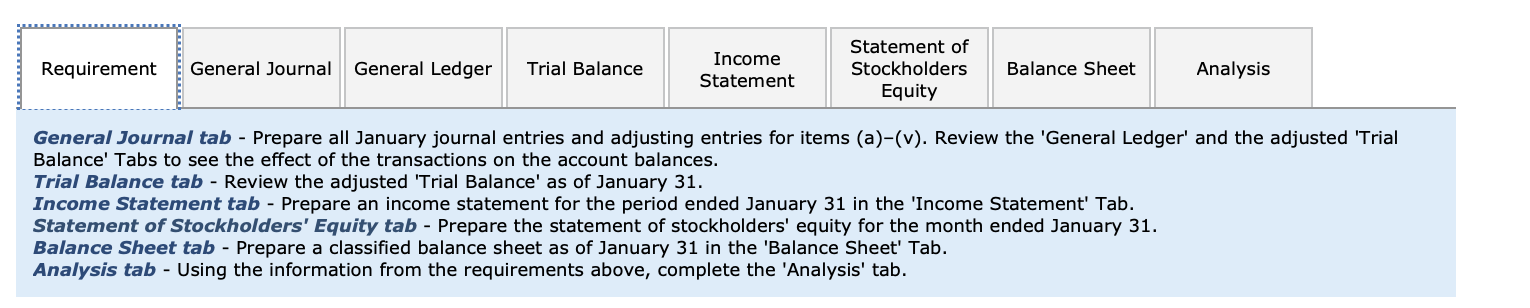 Solved General Journal tab - Prepare all January journal | Chegg.com