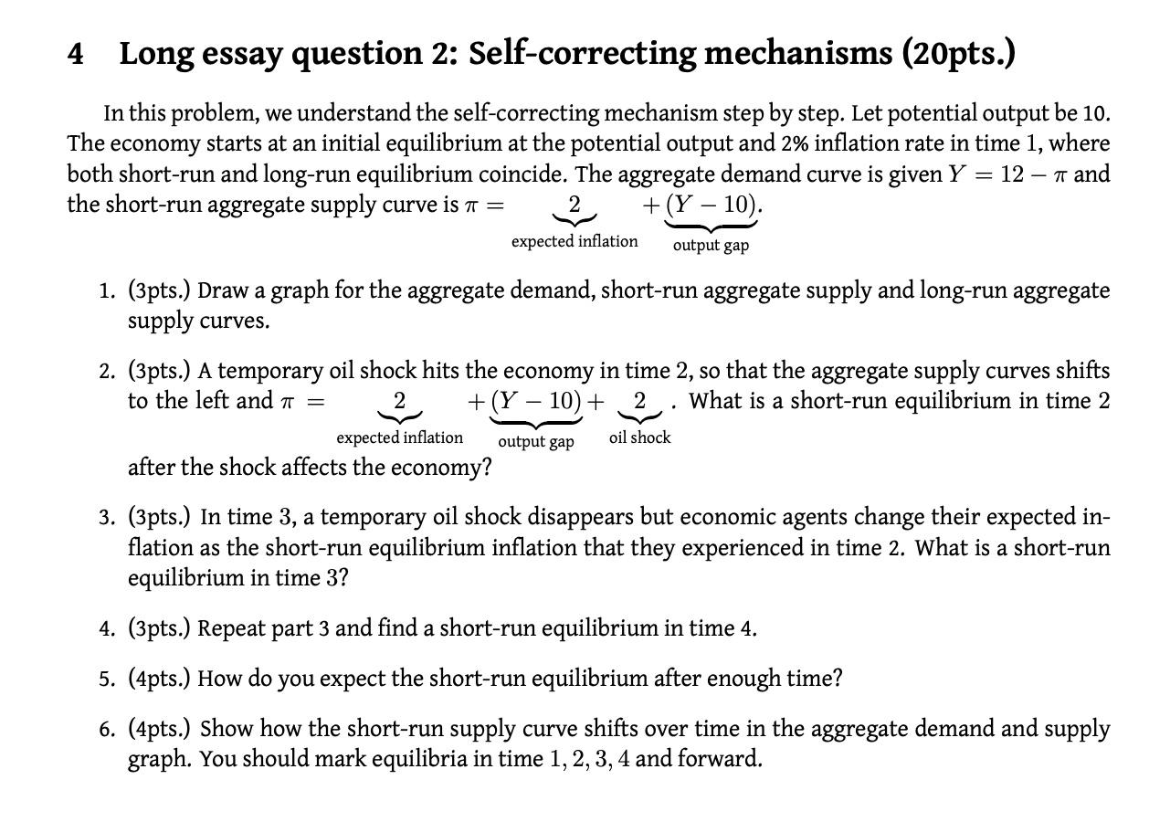 4 Long essay question 2: Self-correcting mechanisms | Chegg.com