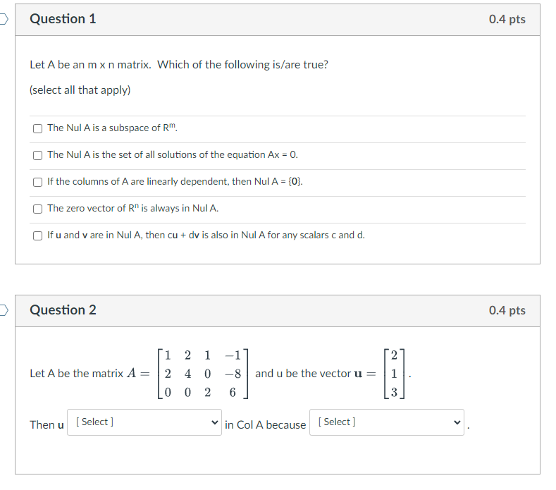 Solved Let A be an m×n matrix. Which of the following is/are | Chegg.com