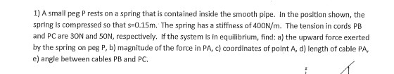 Solved 1) A small peg P rests on a spring that is contained | Chegg.com