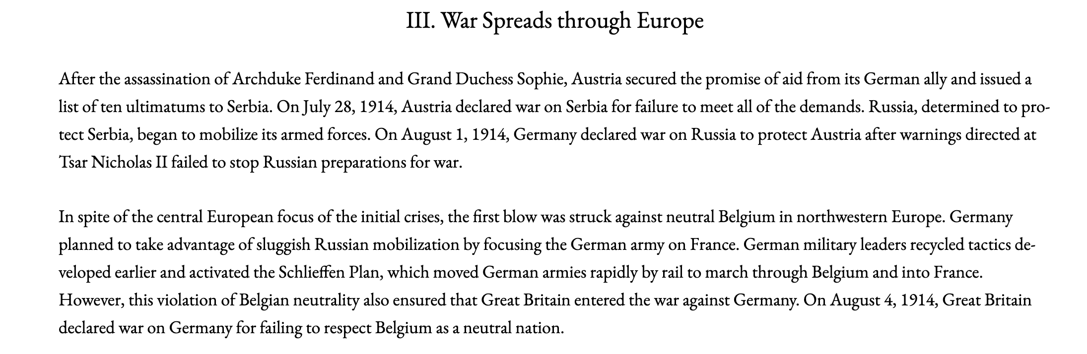 What three paragraph response from the World War I | Chegg.com