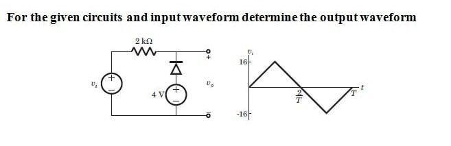 Solved For the given circuits and input waveform determine | Chegg.com