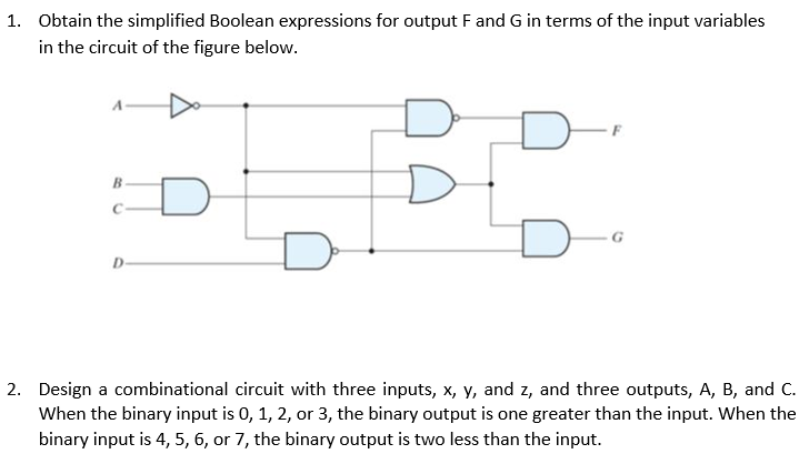 Solved 1. Obtain the simplified Boolean expressions for | Chegg.com