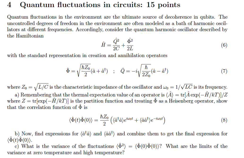 4 Quantum fluctuations in circuits: 15 points Quantum | Chegg.com