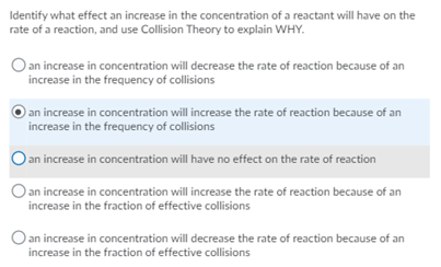 Solved Identify what effect an increase in the concentration | Chegg.com