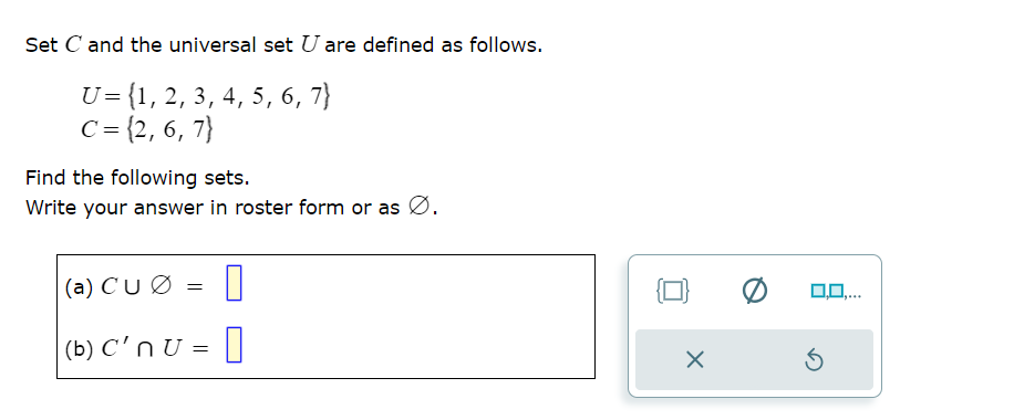 Solved Set C and the universal set U are defined as follows. | Chegg.com Solved Set C and the universal set U are defined as follows. | Chegg.com