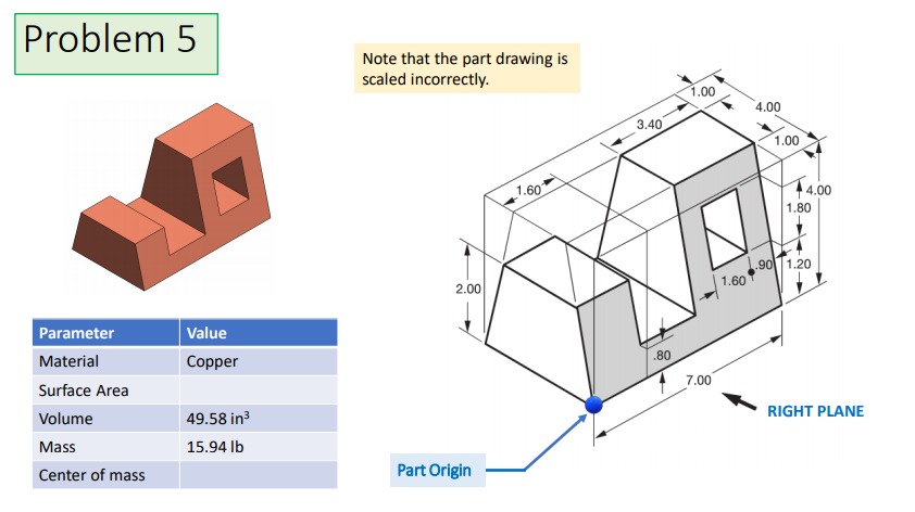 Solved Problem 5 Note that the part drawing is scaled | Chegg.com