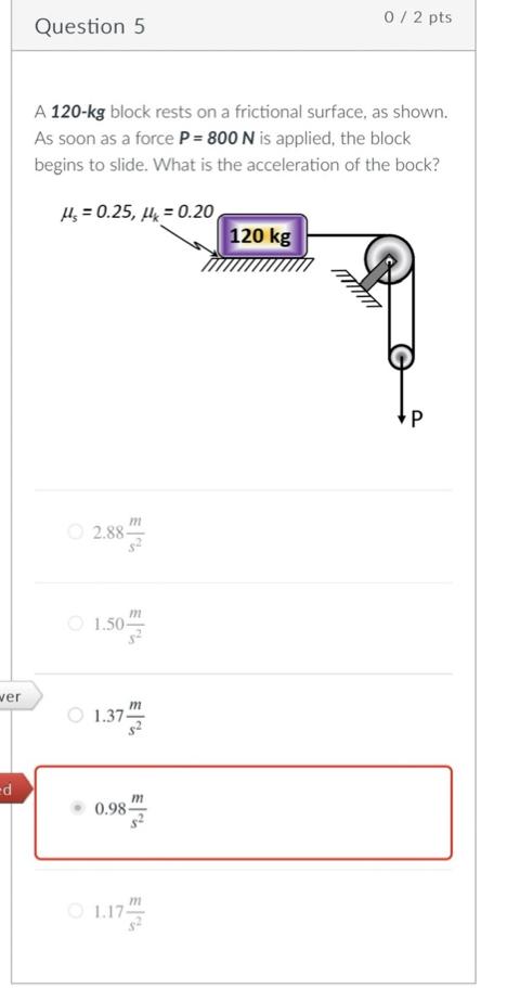 Solved A 120-kg block rests on a frictional surface, as | Chegg.com