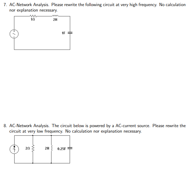 Solved 7. AC-Network Analysis. Please rewrite the following | Chegg.com