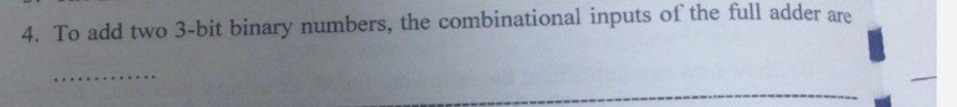 Solved 4. To add two 3-bit binary numbers, the combinational | Chegg.com