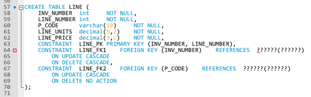 Solved To create the LINE table, type the following code | Chegg.com