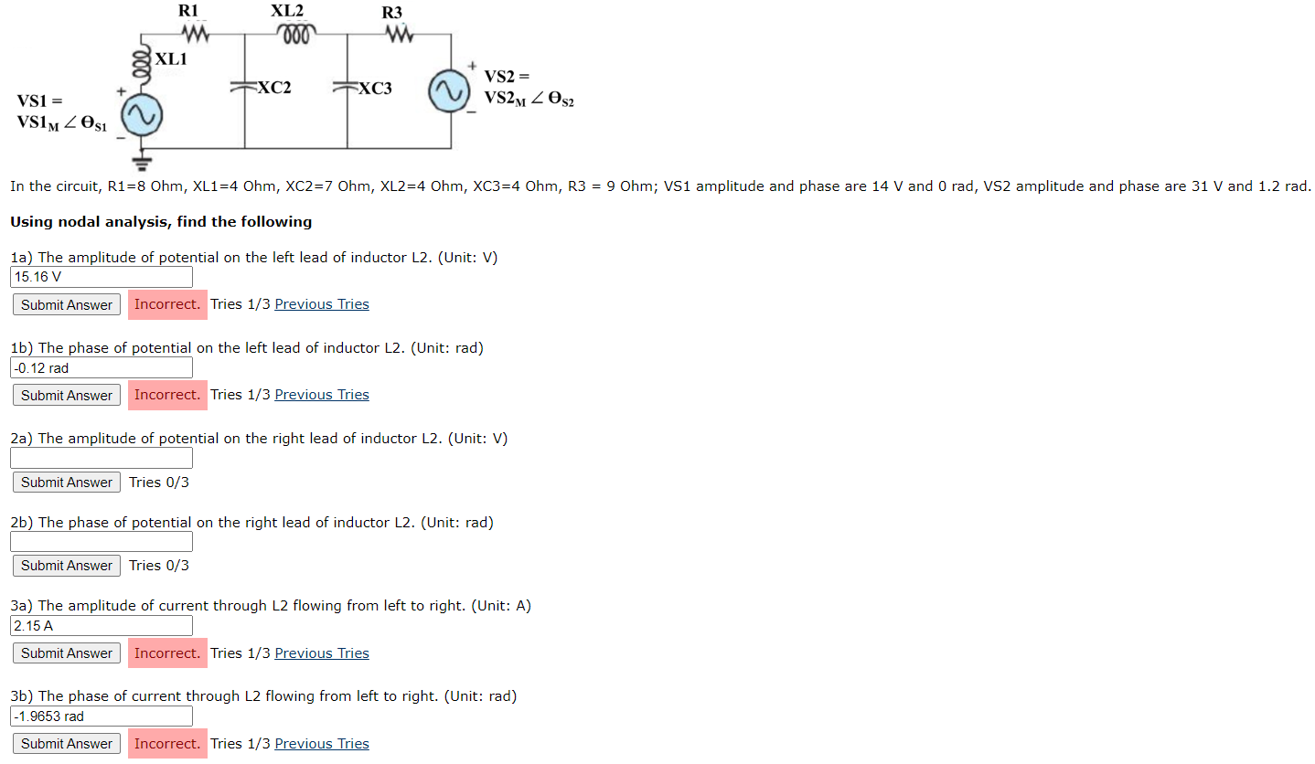 Solved Using nodal analysis, find the following 1a) The | Chegg.com
