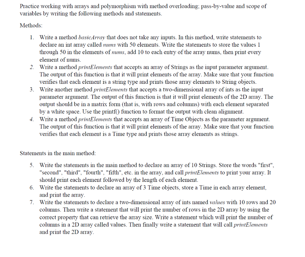 Solved Practice working with arrays and polymorphism with | Chegg.com