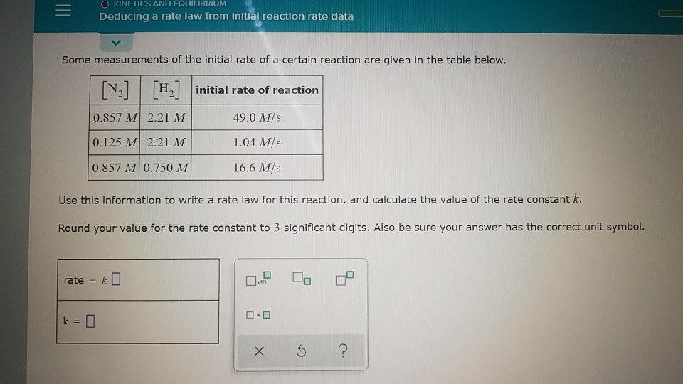 Solved O KINETICS AND EQUILIBRIUM Deducing a rate law from | Chegg.com