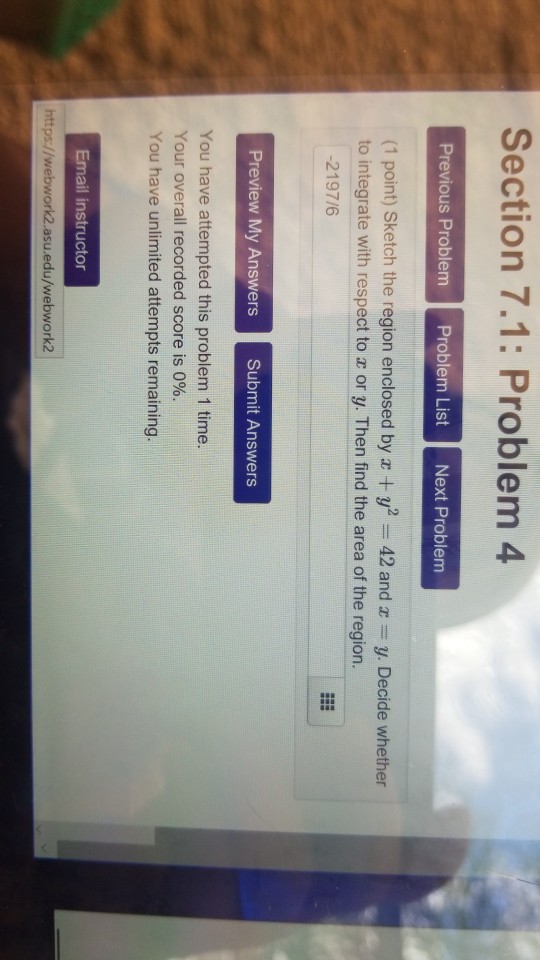 Solved Section 7.1: Problem 4 Previous Problem Problem List | Chegg.com