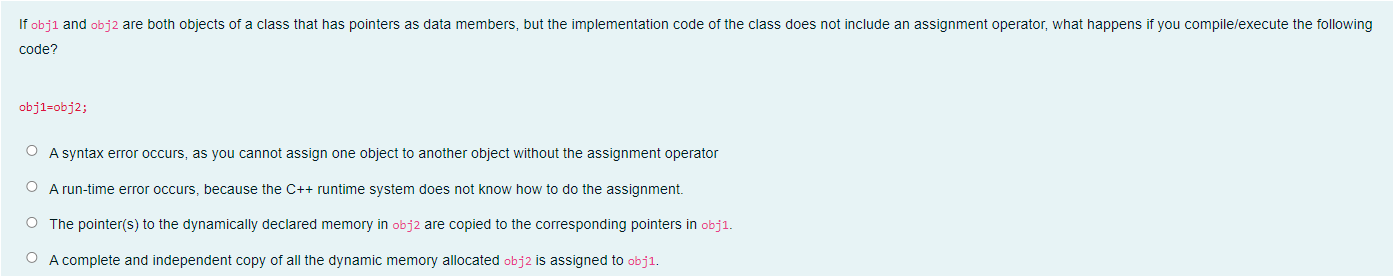 Solved If obji and obj2 are both objects of a class that has | Chegg.com